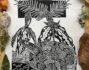 Mini Cicada Linocut Print - Etsy