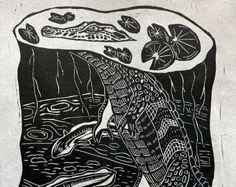 Alligator Swimming - Etsy