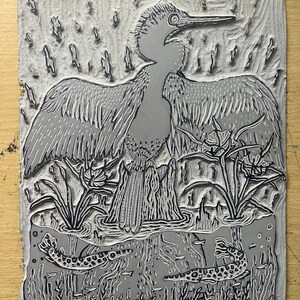 Anhinga Print, "anhinga Morning", Handmade Linocut Print - Etsy