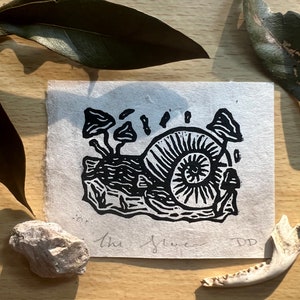 Mini Snail Linocut Print - Etsy