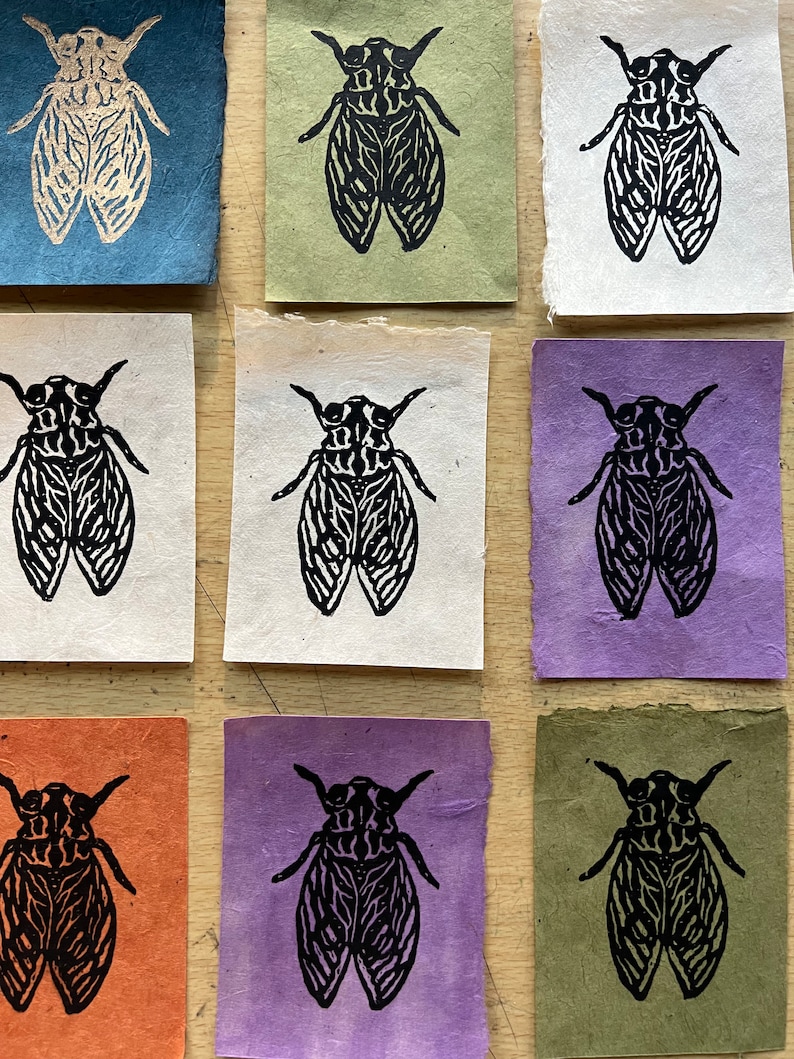 Mini Cicada Linocut Print - Etsy