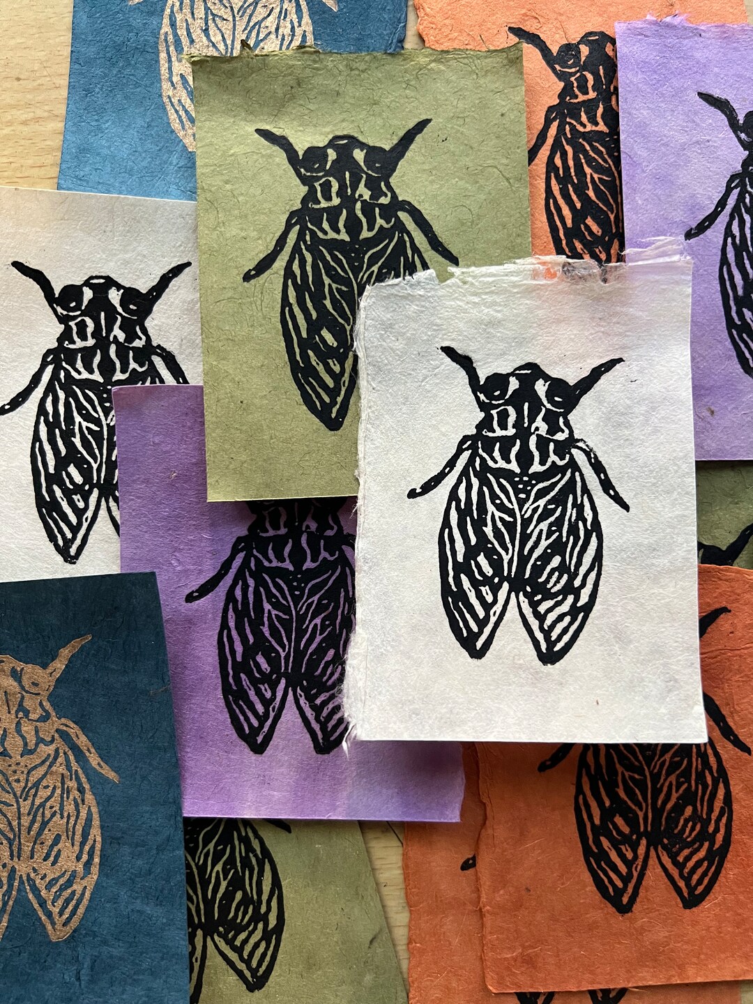 Mini Cicada Linocut Print - Etsy