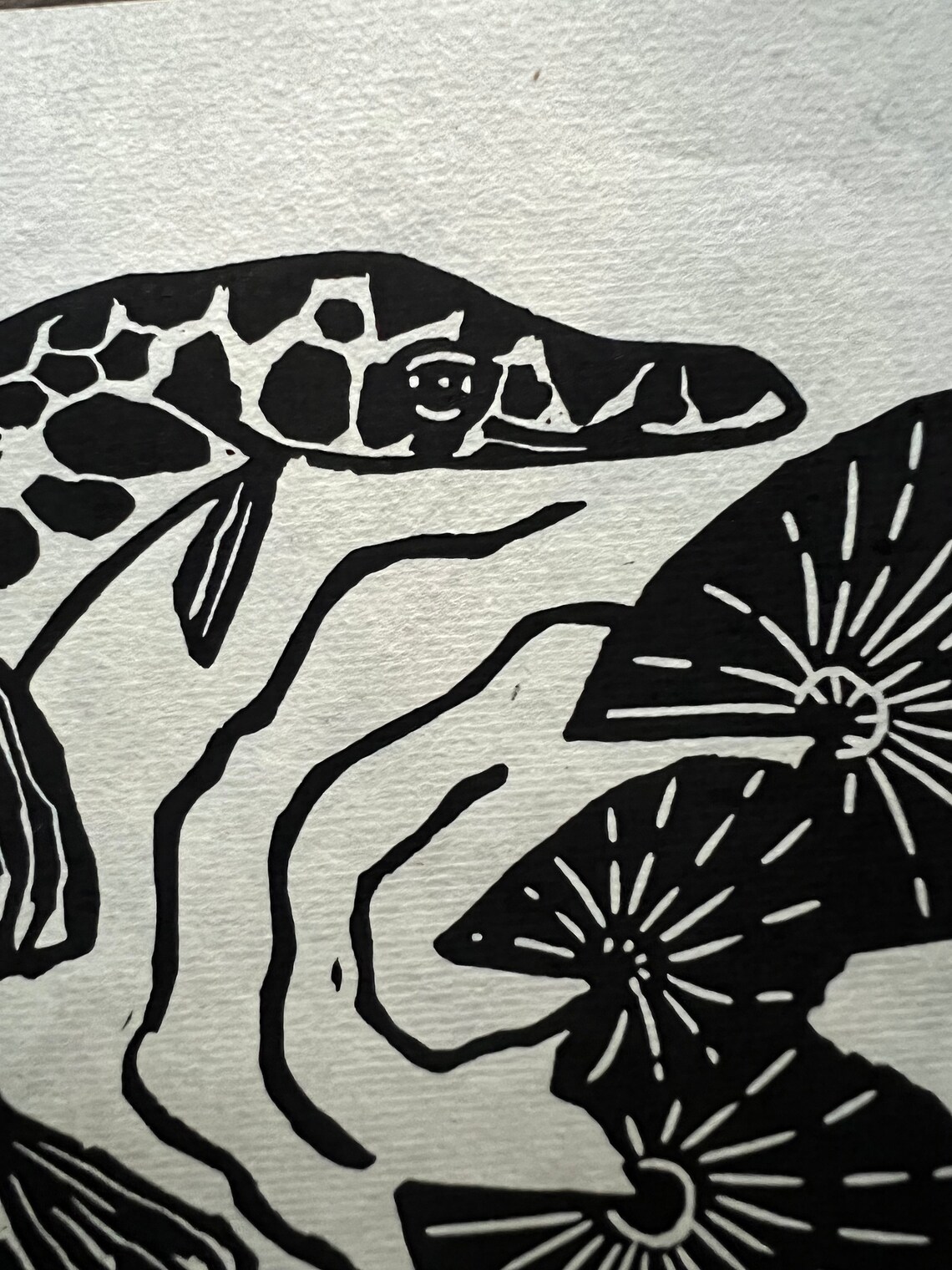 Gar Linocut Print gar in the Lilies Handmade | Etsy