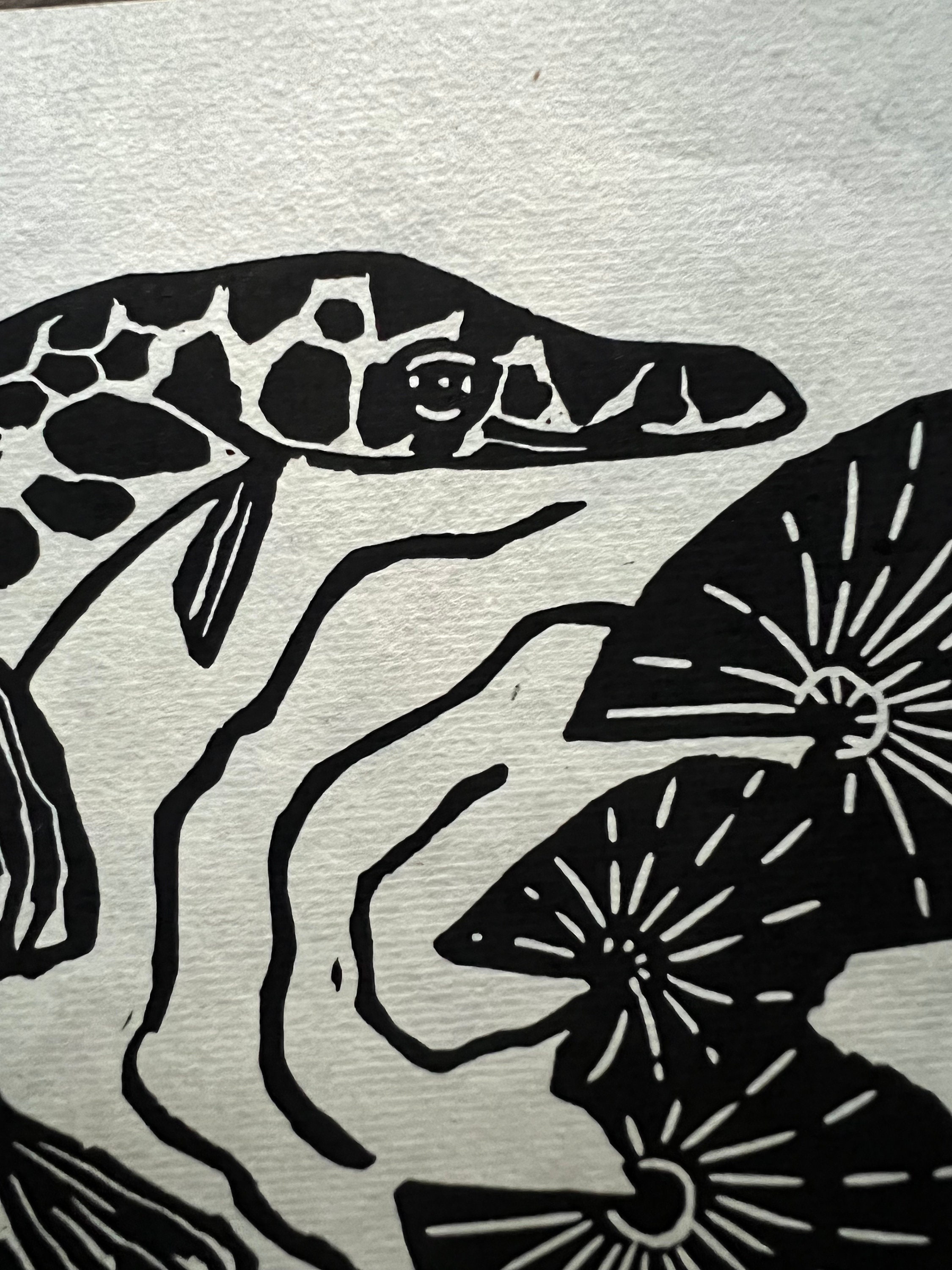 Gar Linocut Print gar in the Lilies Handmade | Etsy