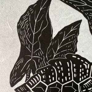 Map Turtle Linocut Print, "map Turtle and Friends", Handmade Linocut ...