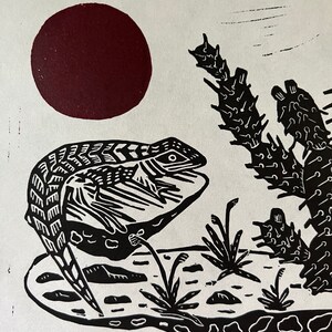 Lizard Linocut Print savanna Keepers Handmade - Etsy