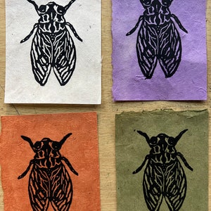 Mini Cicada Linocut Print - Etsy