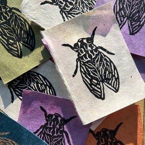 Mini Cicada Linocut Print - Etsy