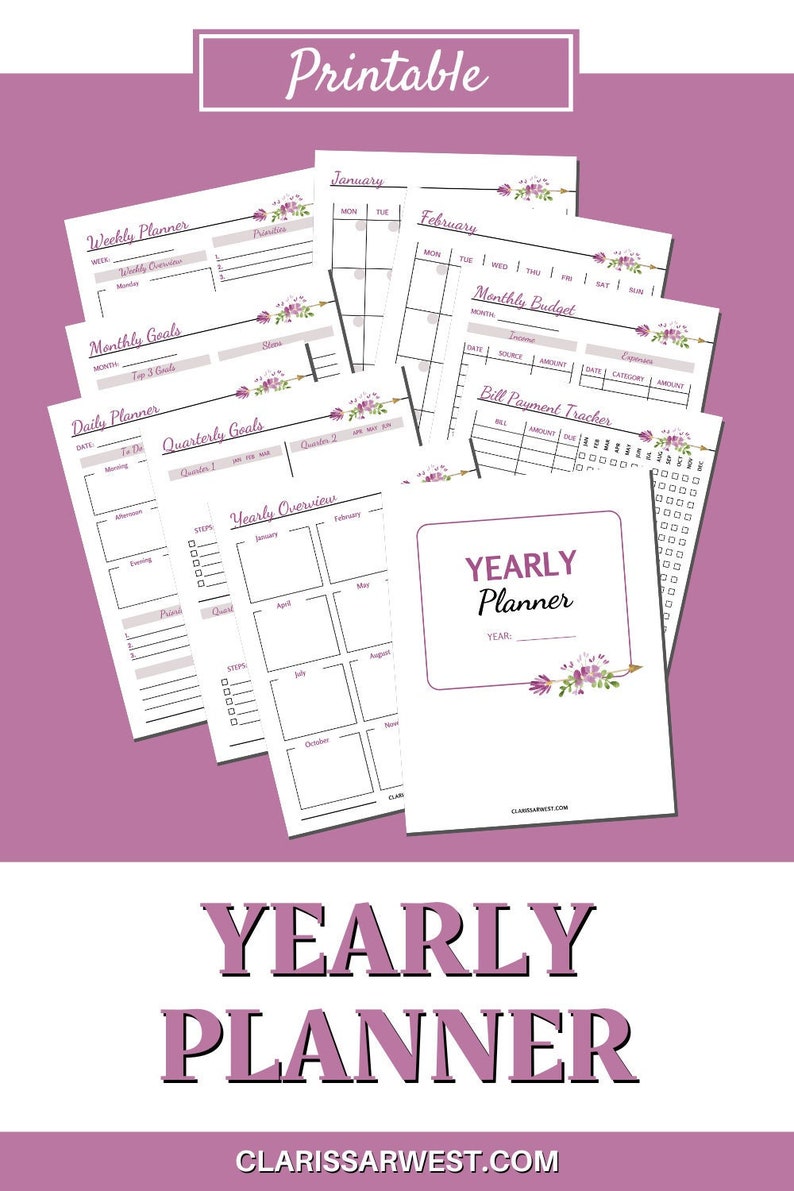 Yearly Planner - Undated PDF Printable - Etsy