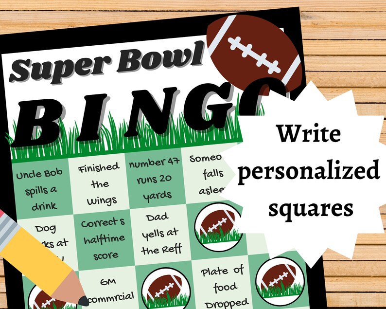 Printable Super Bowl Bingo Template - Etsy