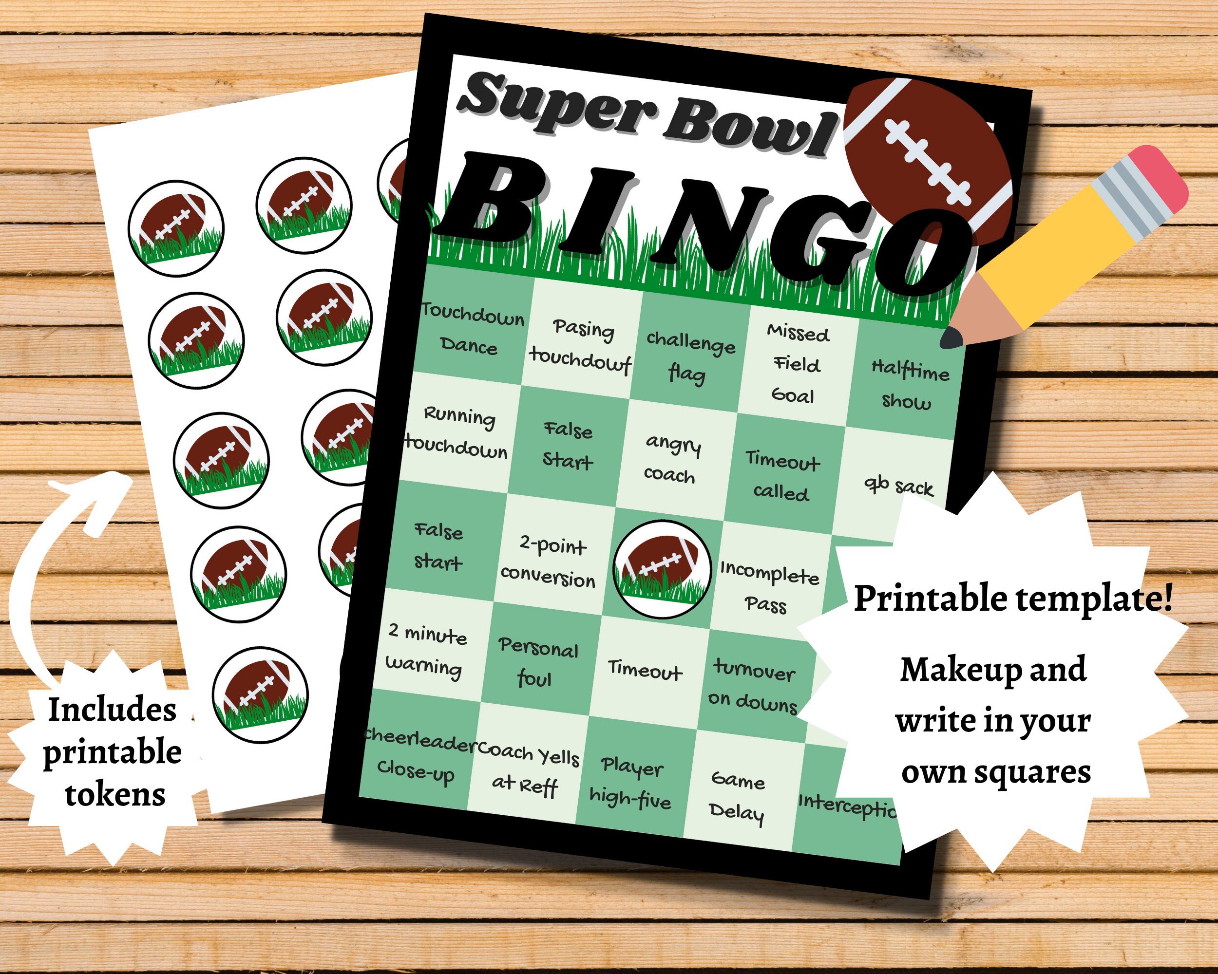 Printable Super Bowl Bingo Template - Etsy