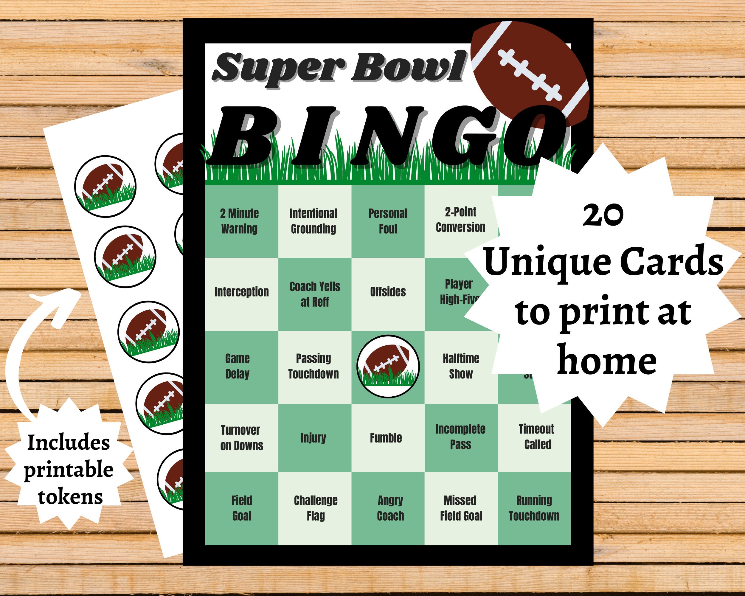 Printable Super Bowl Bingo 20 Cards Printable Game - Etsy
