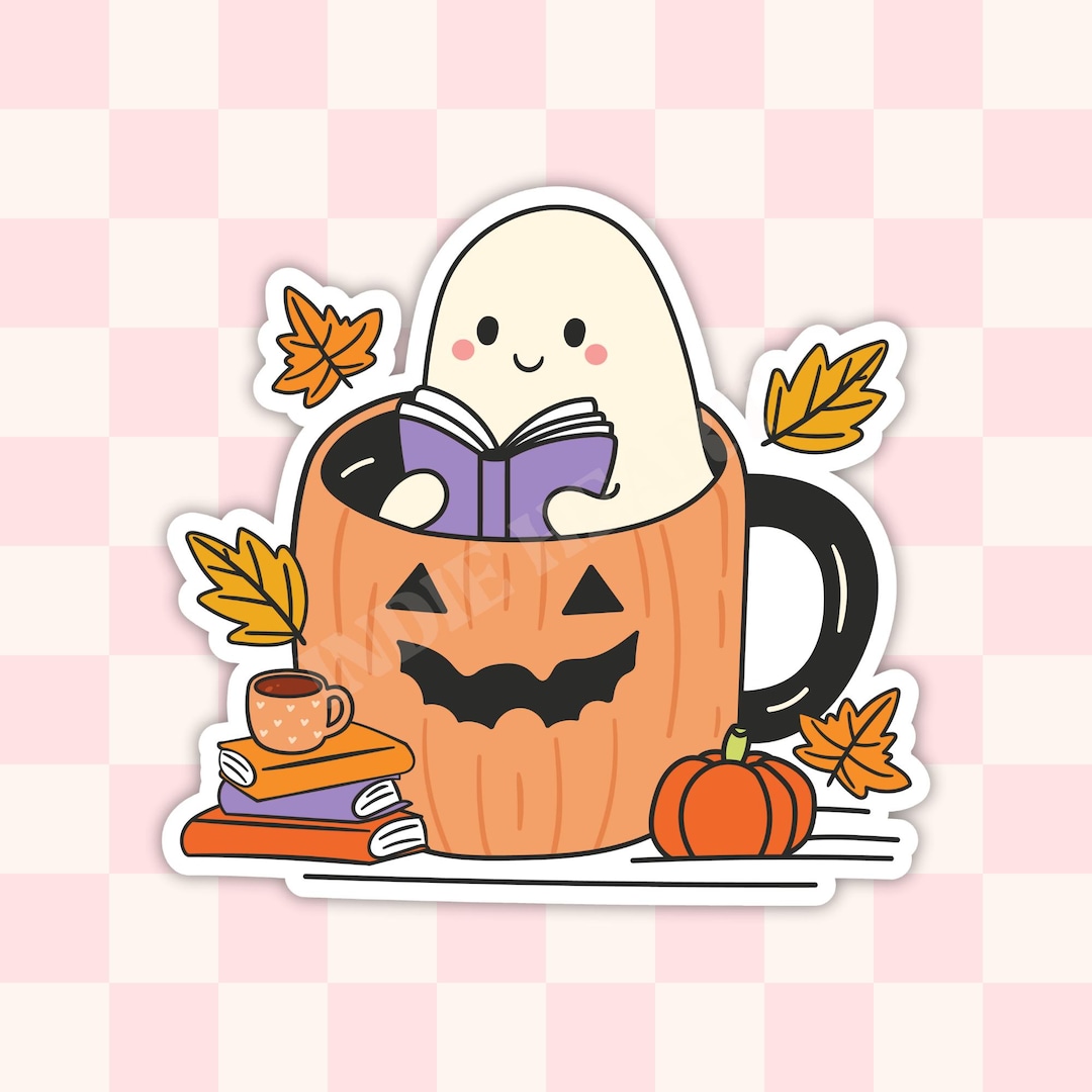 Cute Bookish Ghost Sticker | Halloween Reading Sticker | Autumn Season ...