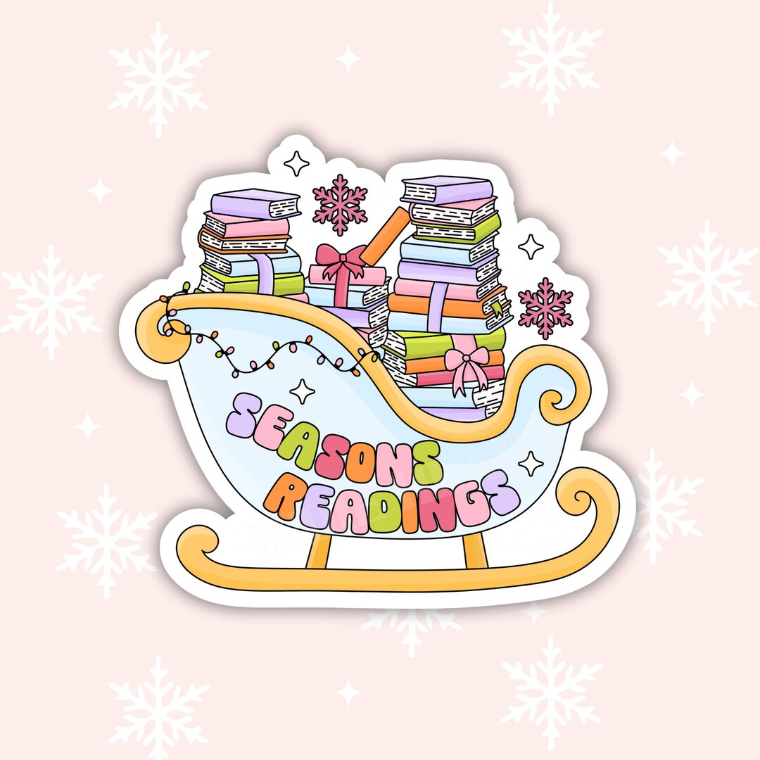 Holiday Bookish Sled Vinyl Sticker Durable, Water-resistant Kindle ...