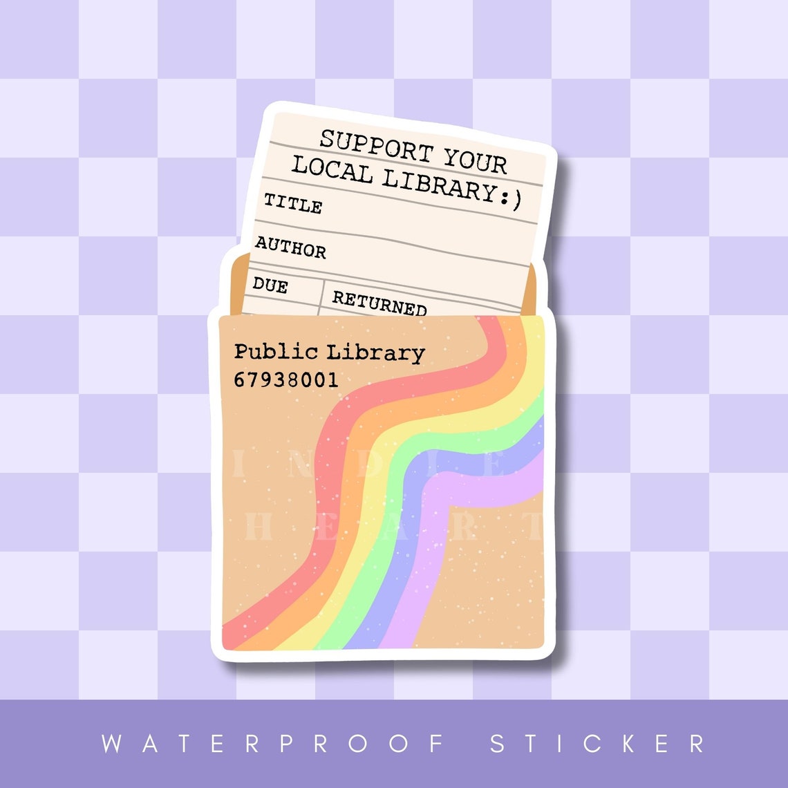 Rainbow Library Card Vinyl Sticker: Book Lover Decal - Etsy