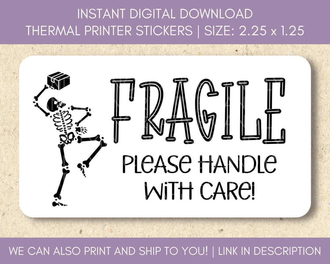 Fragile Handle With Care Label: Halloween Thermal Printer PNG (2.25" X ...