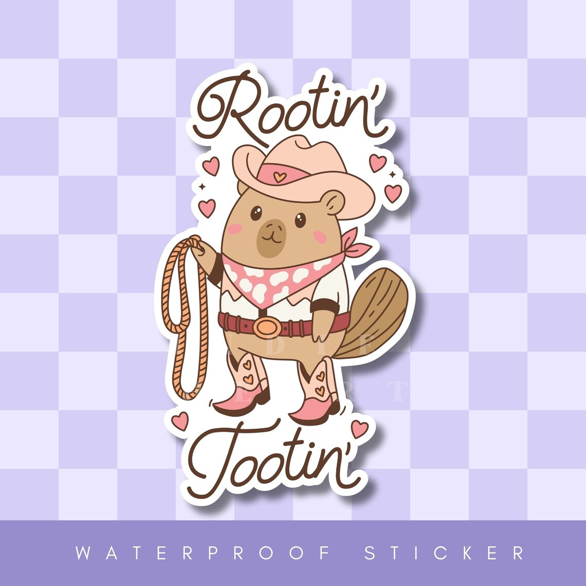 Rootin' Tootin' Capybara Sticker Waterproof Holographic Kindle Laptop ...