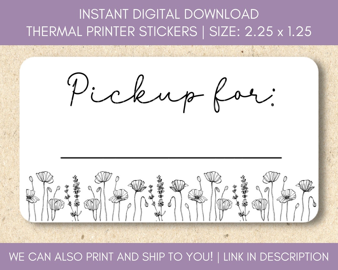 TL29 - PNG Sticker Download - Floral Customer Pickup Label - Thermal ...