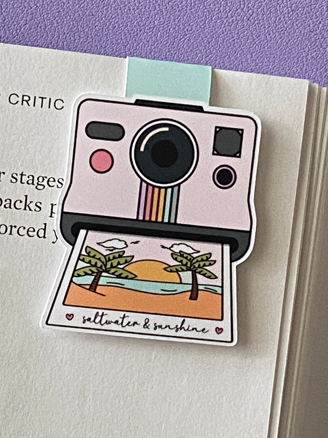 Beach Day Polaroid Magnetic Bookmark: Bookish Reader Gift - Etsy