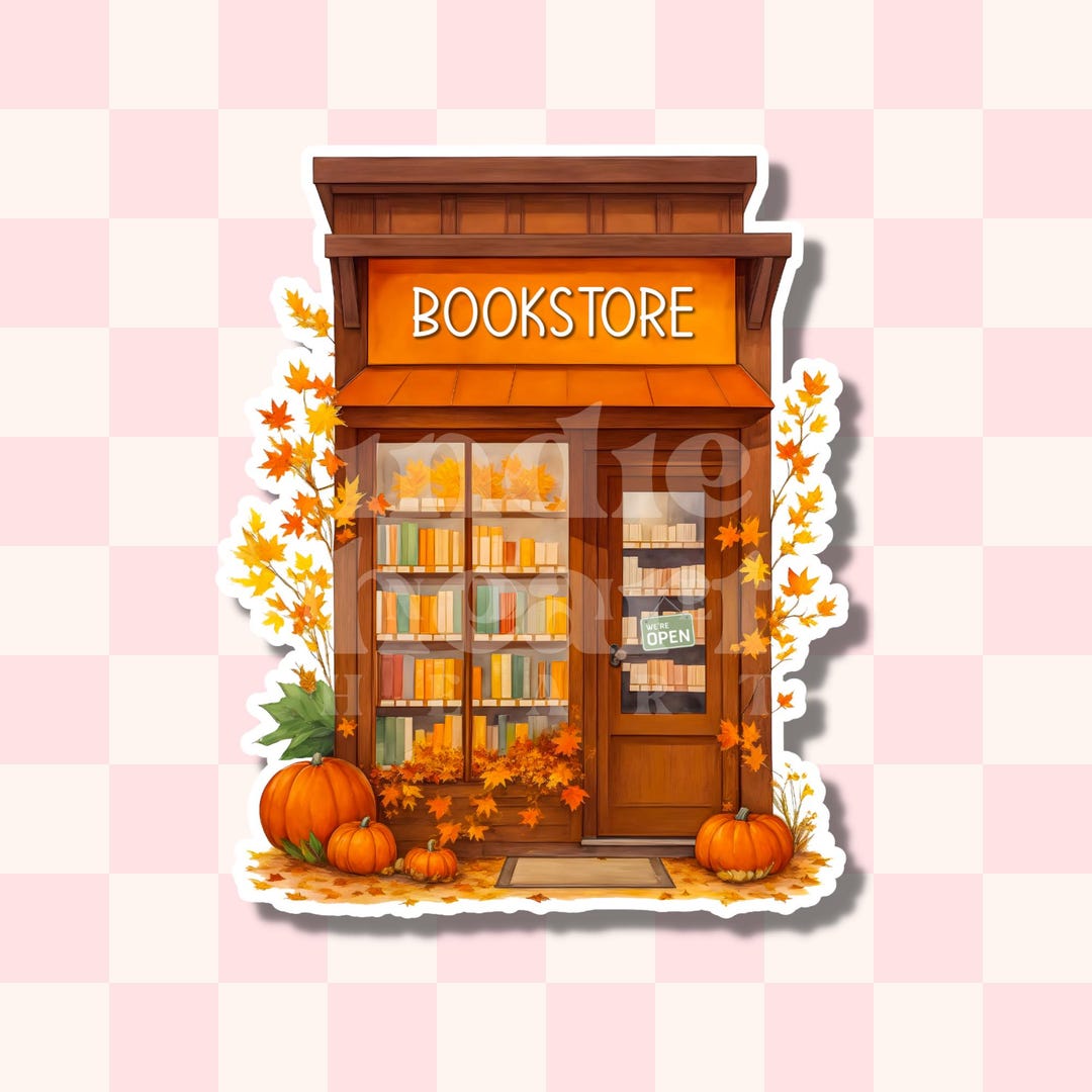 Fall Bookstore Vinyl Sticker | Cozy Book Lover | Autumn Vibes | Bookish ...