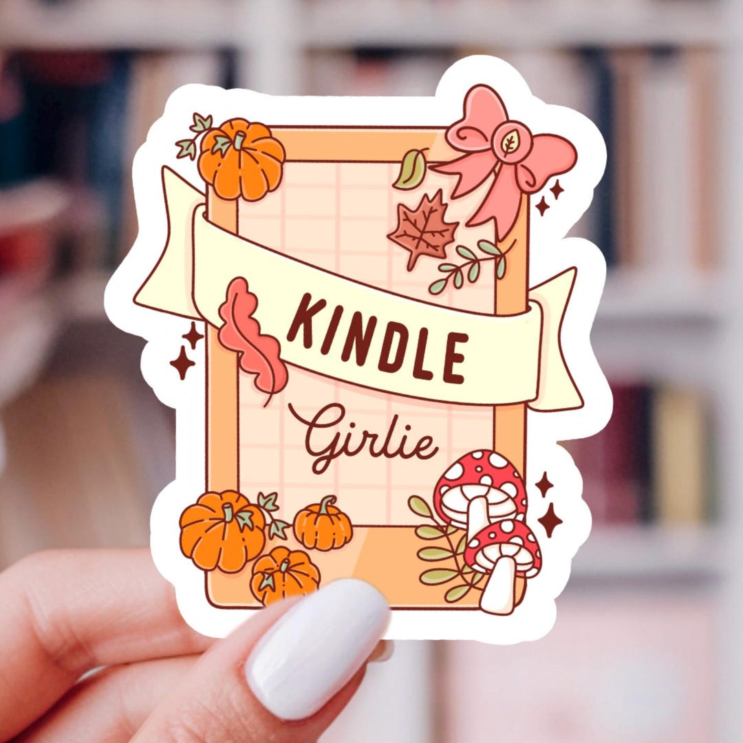 Fall Kindle Girl Sticker: Cottagecore Bookish Vinyl Decal - Etsy