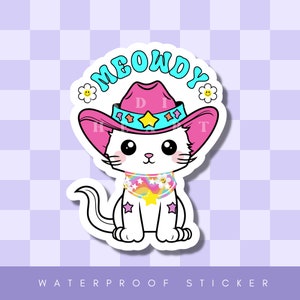 Meowdy Cat Cowboy Sticker | 90's Kawaii Cute | Book Lover Sticker ...