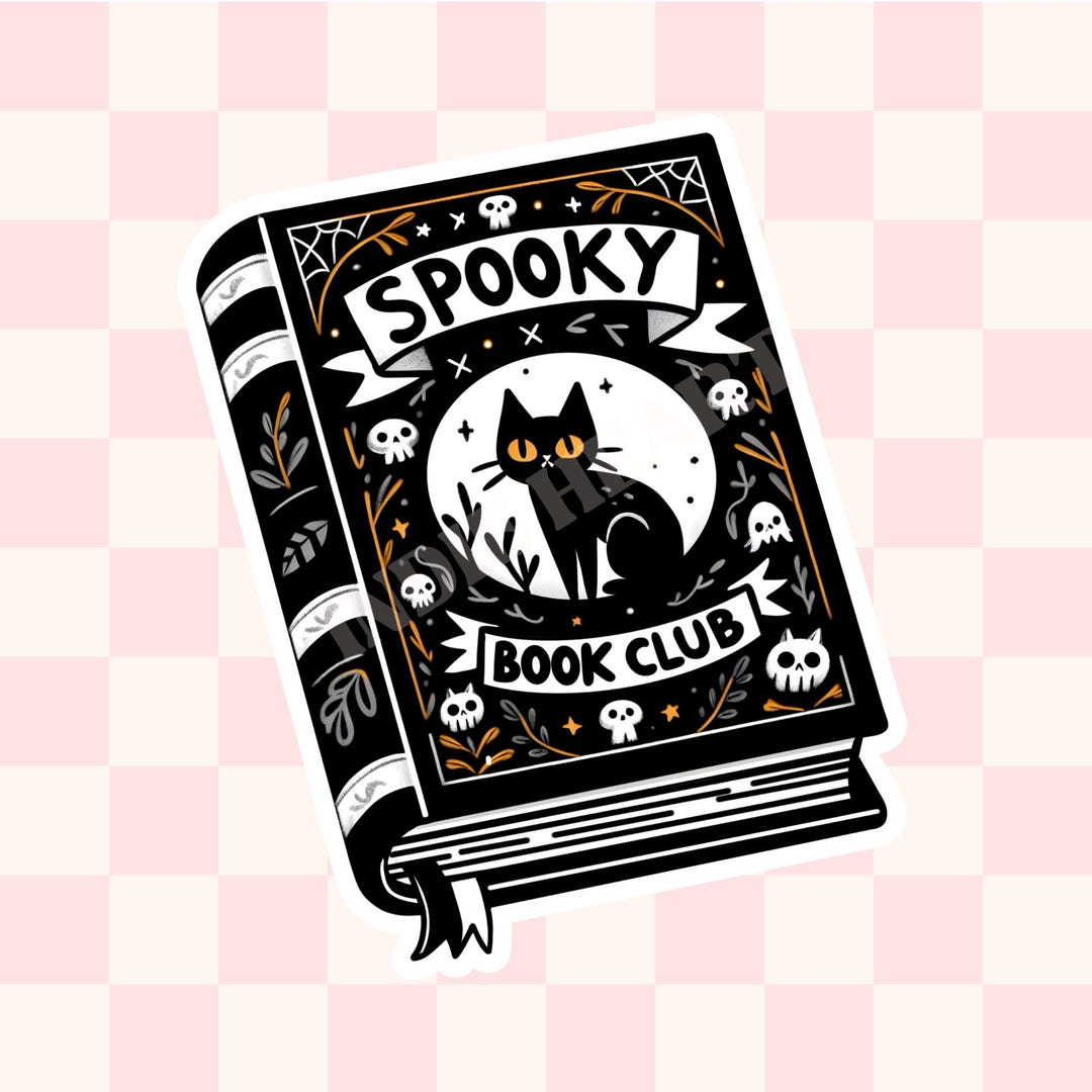 Spooky Book Club Sticker: Black Cat Halloween Vinyl Decal - Etsy