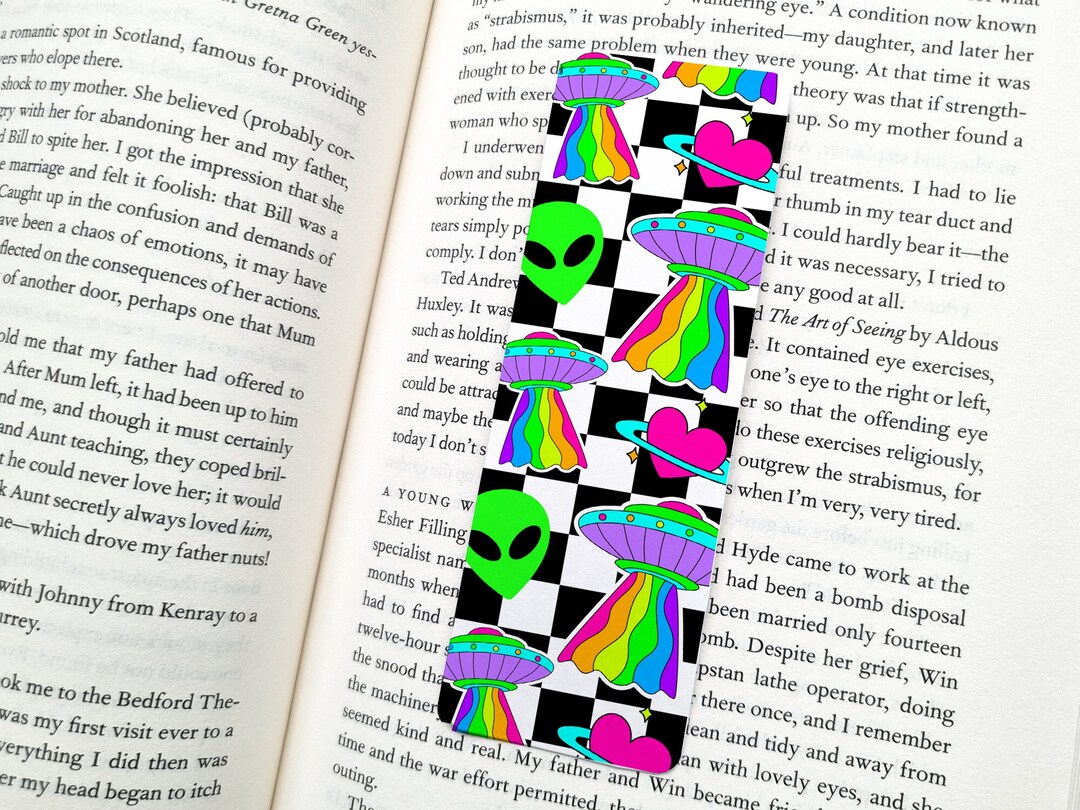 Neon Rainbow UFO Bookmark 90's Kid Neon Alien Take Me to Your Readers ...