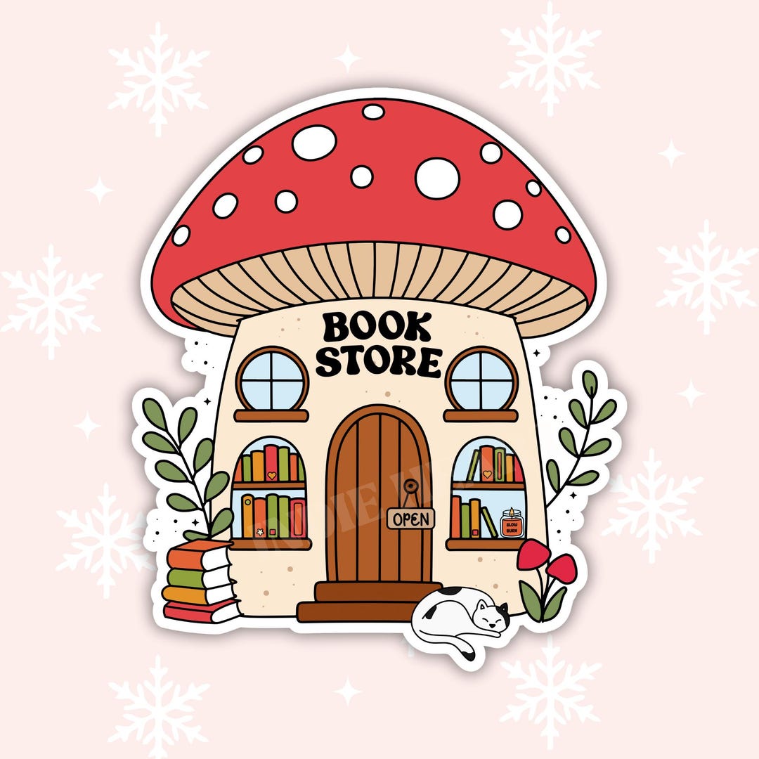 Mushroom Bookstore Sticker: Cottagecore Book Lover Gift - Etsy