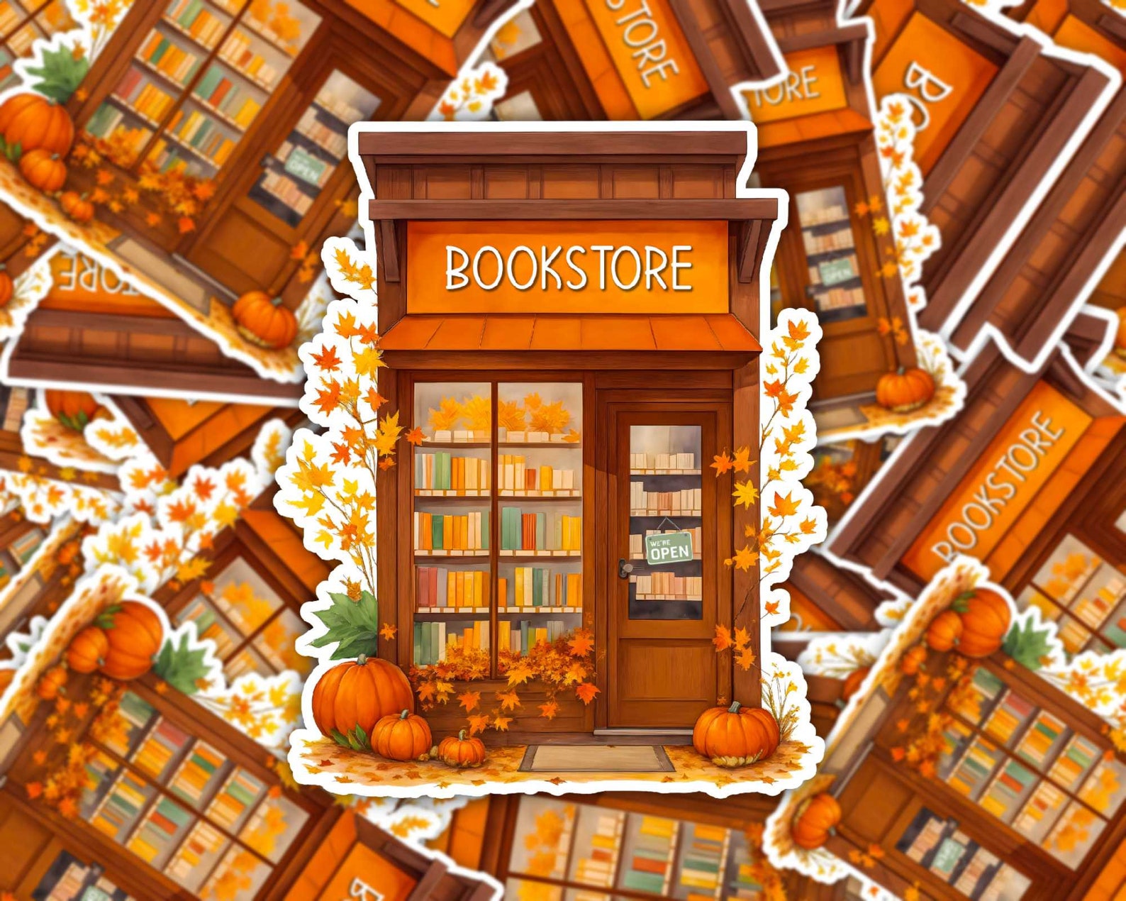 Fall Bookstore Vinyl Sticker | Cozy Book Lover | Autumn Vibes | Bookish ...