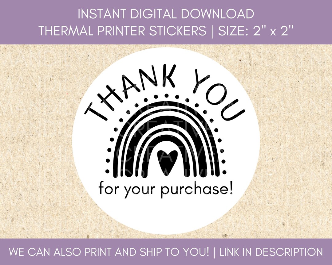 Thank You! Boho Rainbow PNG | Round Thermal Label Design | Small ...