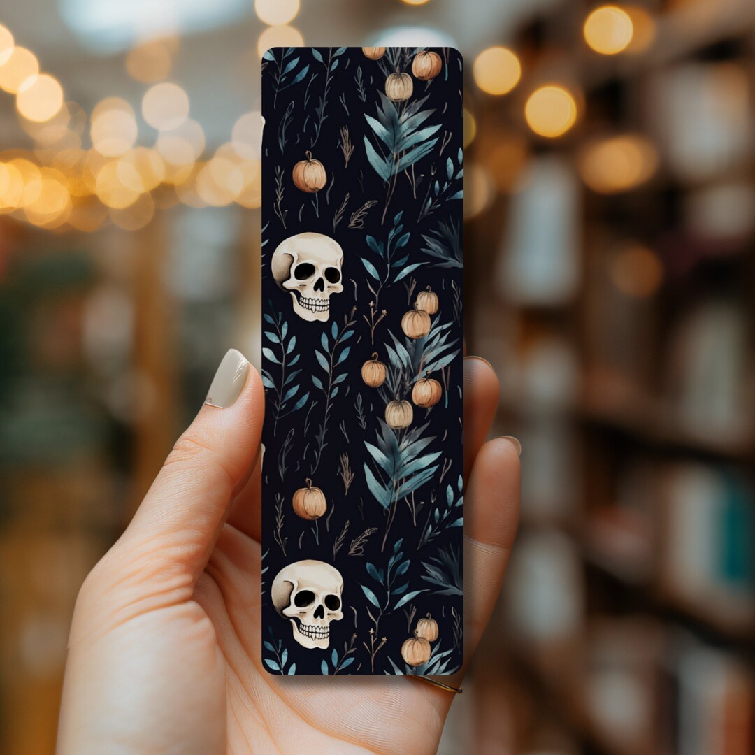 Botanical Skulls Bookmark | Goth Bookworm Gifts | Librarian Gift | Book ...