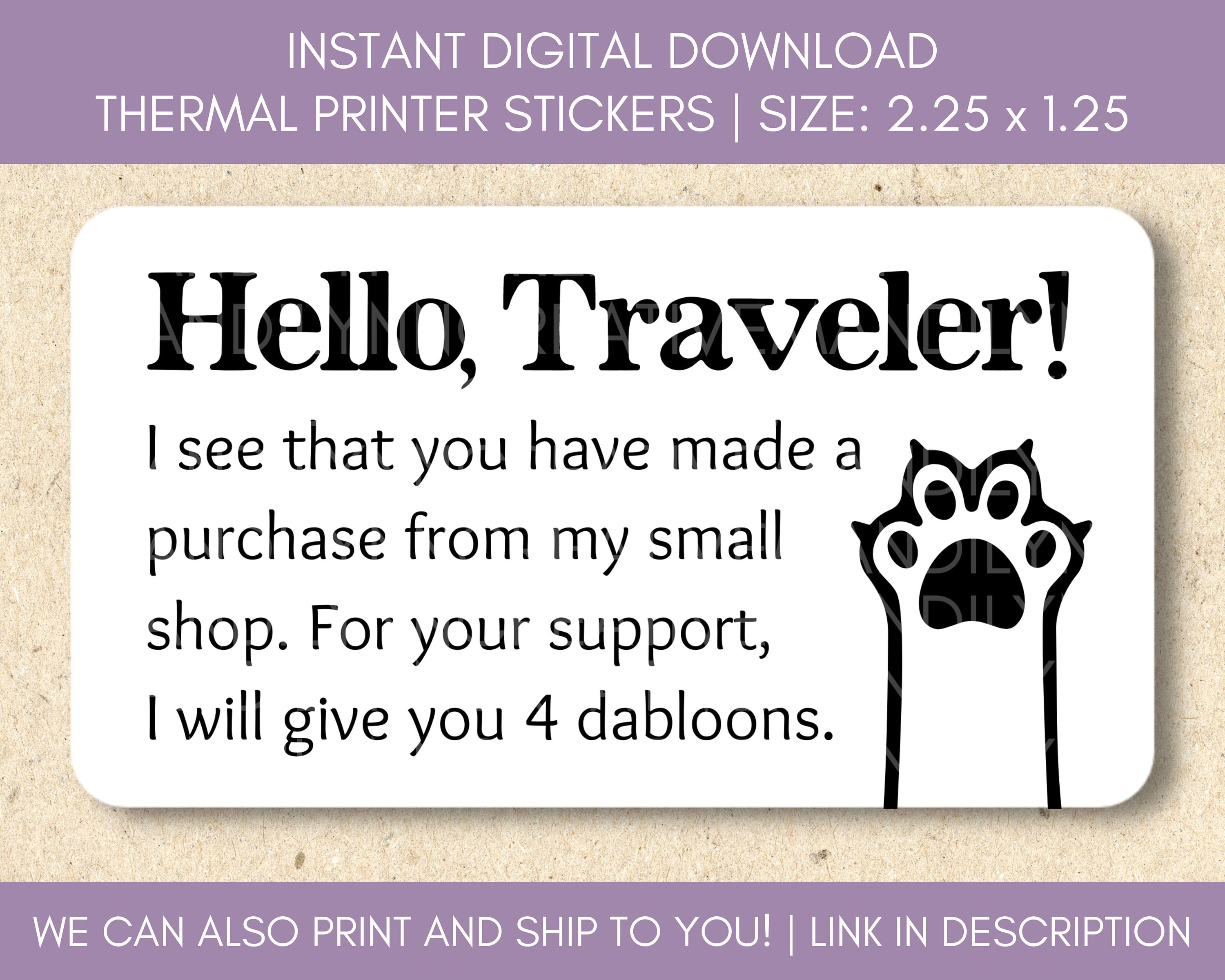 4 Dabloons Cat Meme Hello Traveler PNG Sticker Download - Etsy Australia