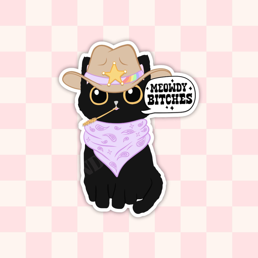 Cowboy Cat Sticker: Meowdy B*tches, Vinyl Reader Sticker - Etsy