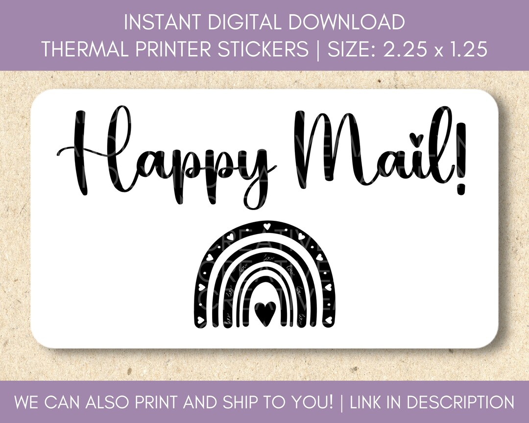 PNG Sticker Download - Happy Mail Boho Rainbow - Thermal Printer Label ...