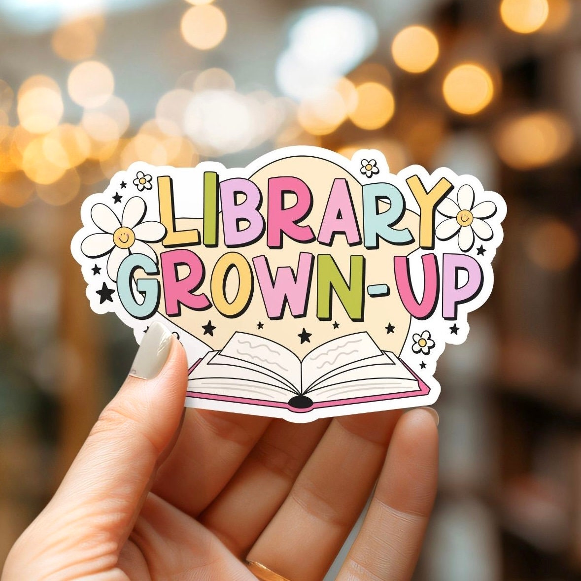 Library Grown up Sticker: Holographic Bookish Vinyl Decal - Etsy