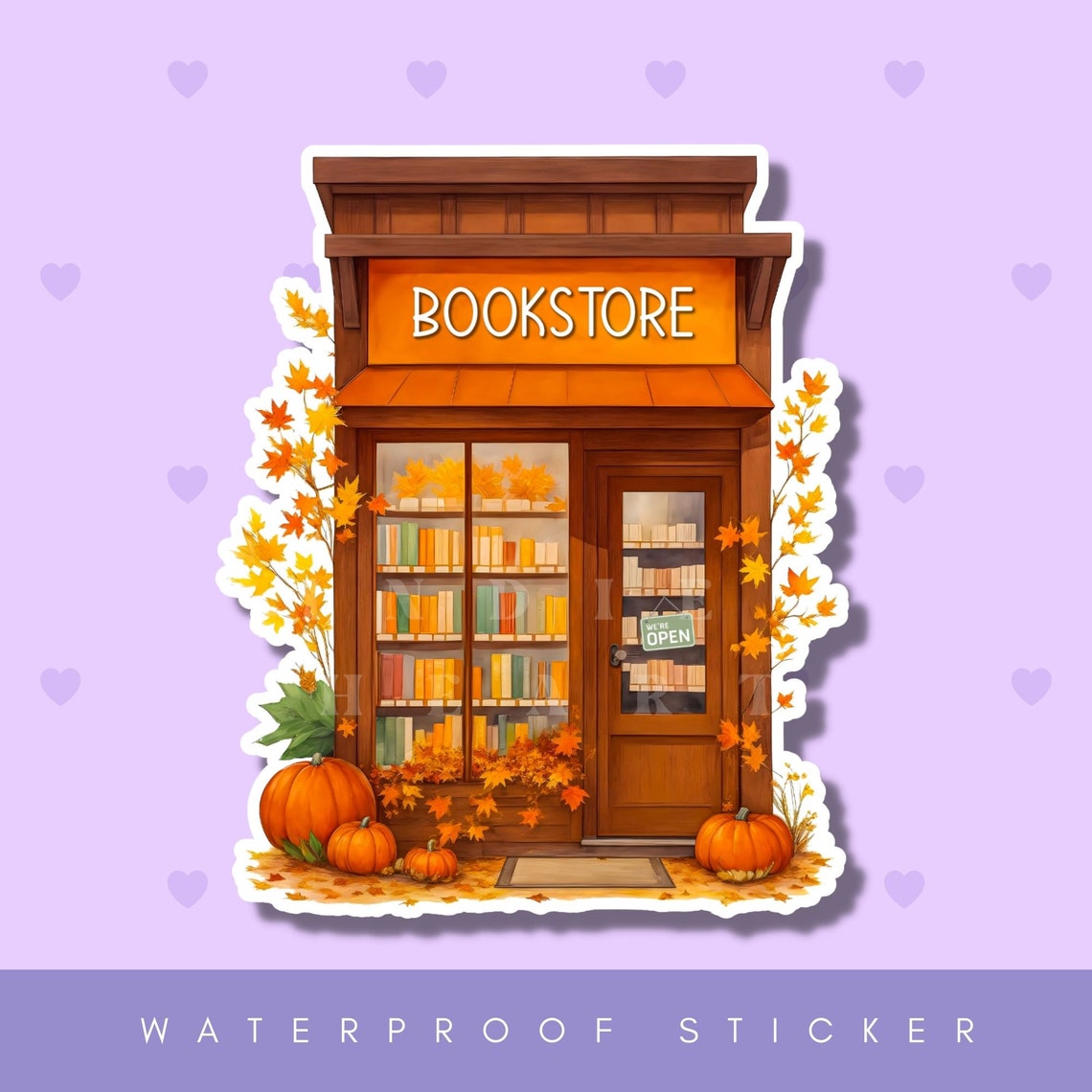 Fall Bookstore Vinyl Sticker | Cozy Book Lover | Autumn Vibes | Bookish ...