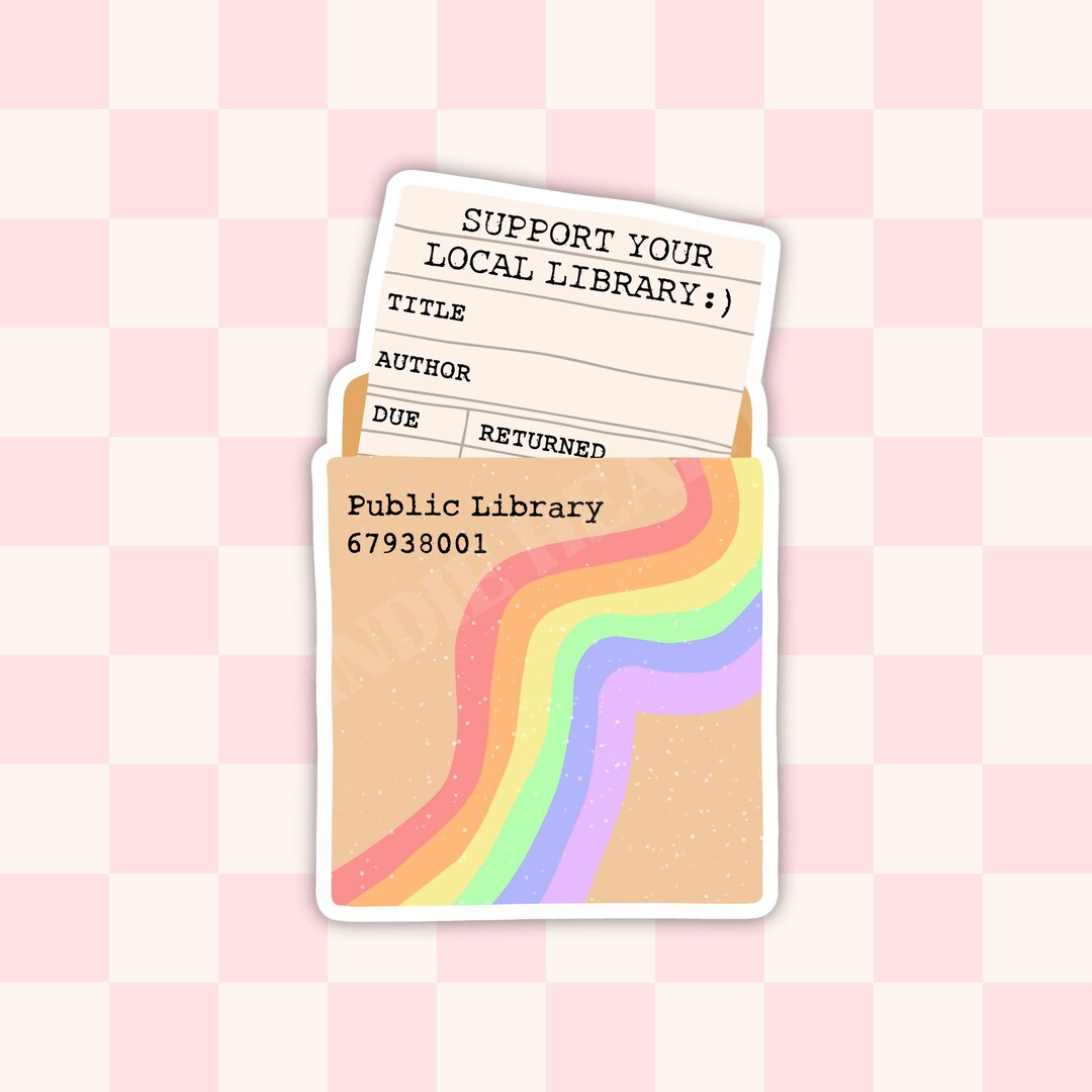 Rainbow Library Card Vinyl Sticker: Book Lover Decal - Etsy