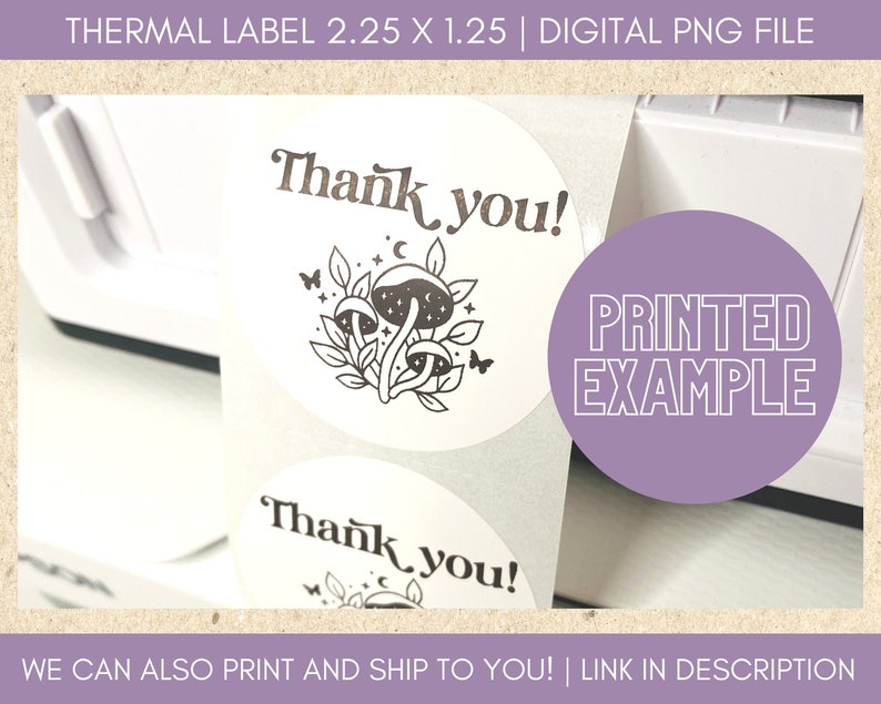 Thank You Cottage Core PNG Round Thermal Label Design Small - Etsy