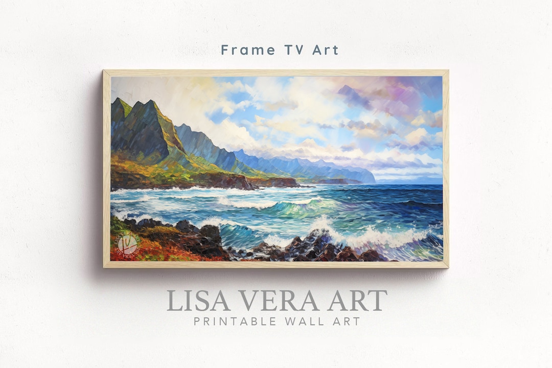 Frame TV Art - Napali Coast Digital Painting, Kauai Impressionist ...