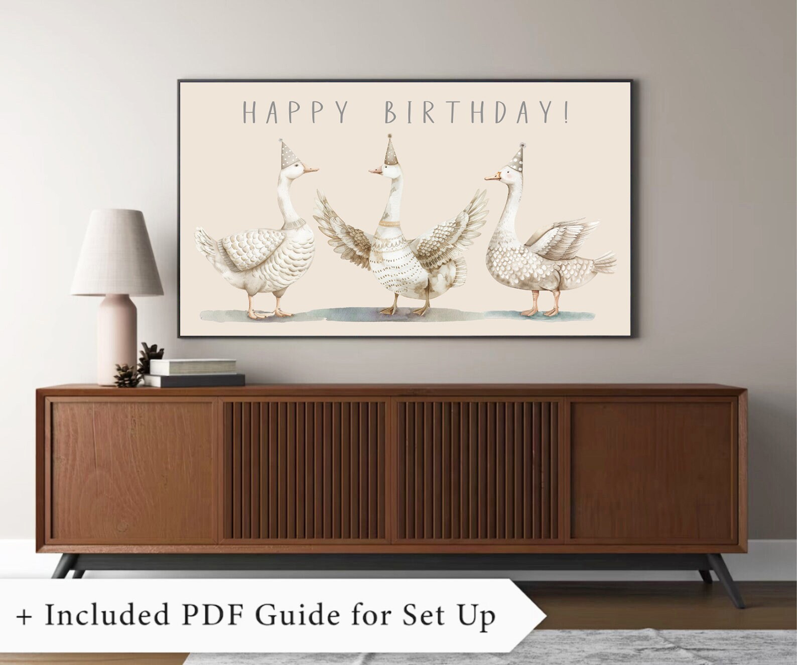 Samsung Frame Tv Art, Happy Birthday Geese Frame TV 4K Art, Digital ...