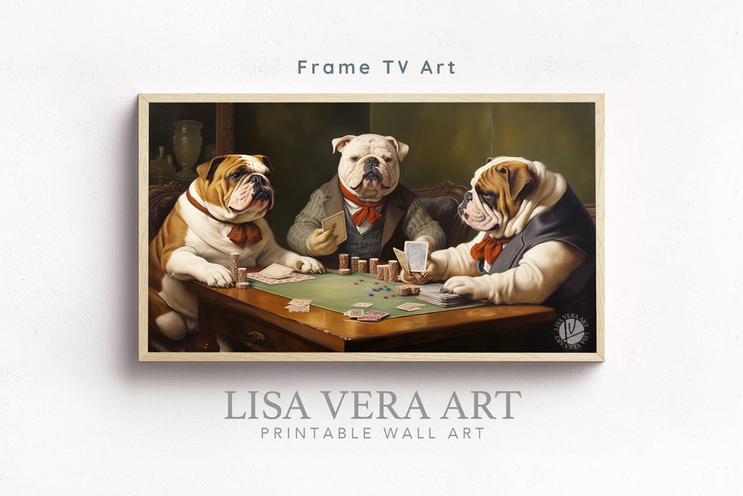 Frame TV Art - Vintage Bulldogs Playing Poker Digital Oil Painting ...