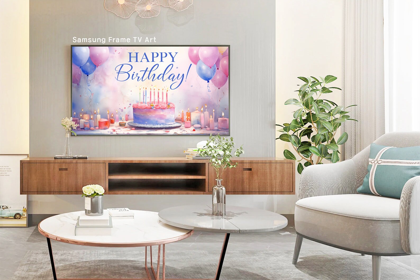 Samsung Frame Tv Art, Happy Birthday Frame TV 4K Art, Digital Download ...