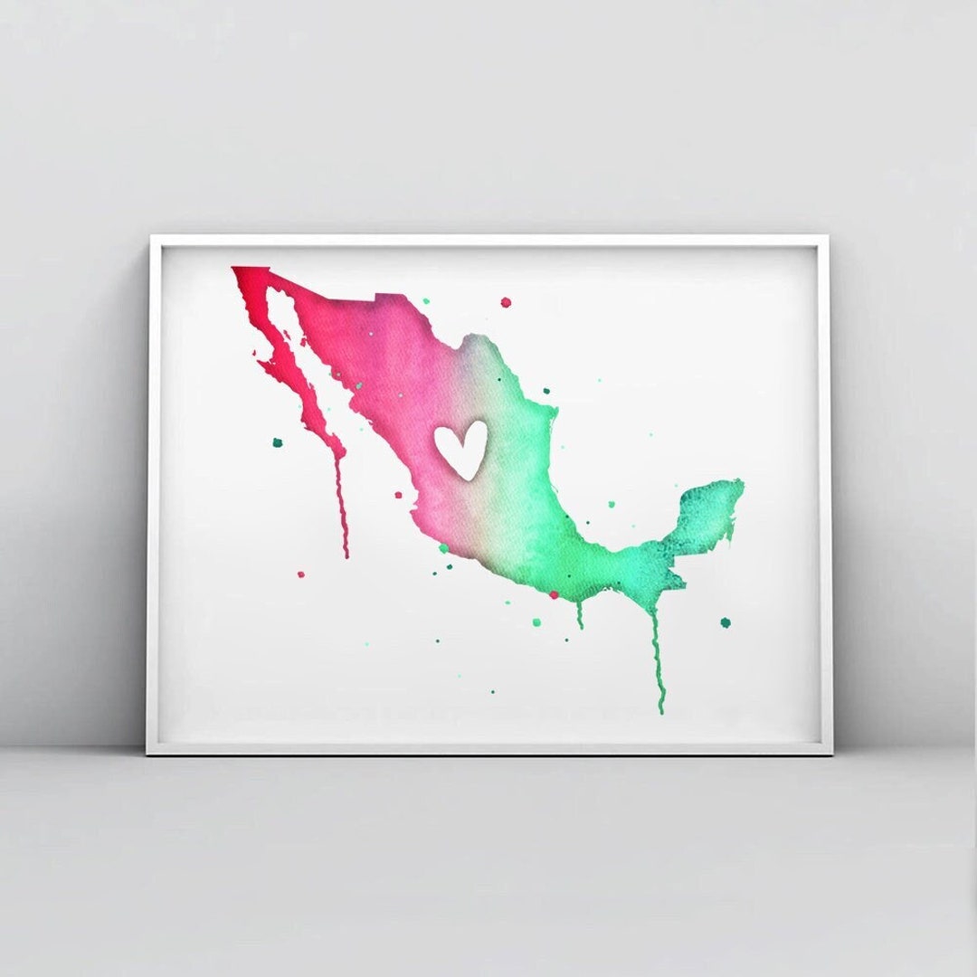 Mexico Map Watercolor Painting Printable Wall Art Digital Download ...