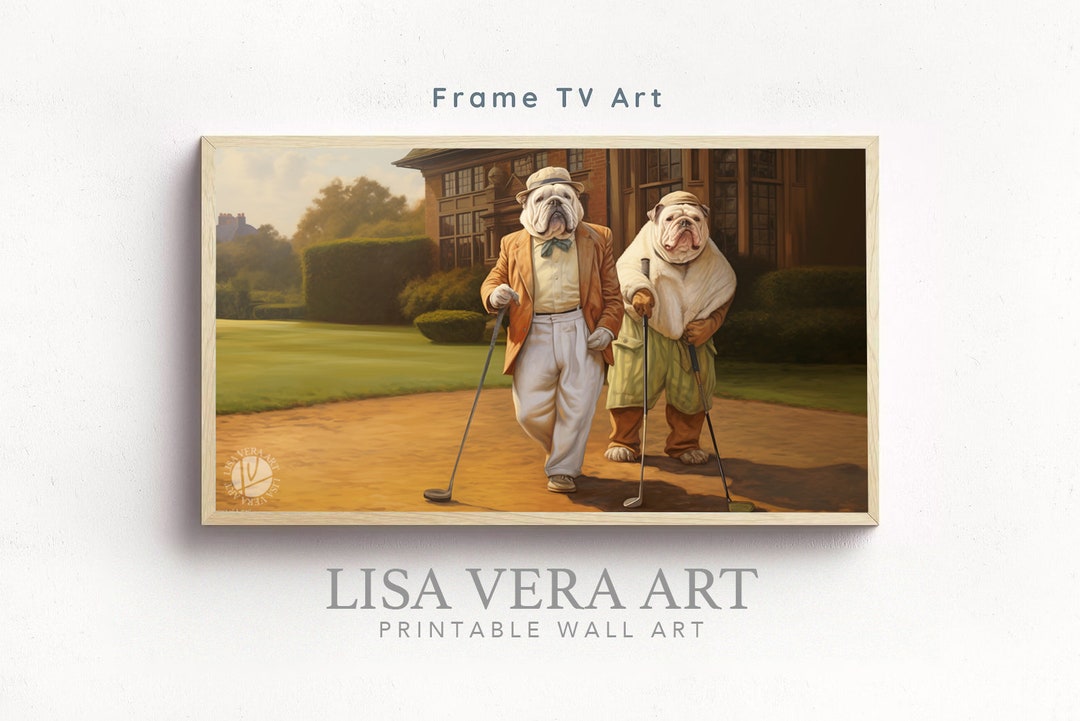 Frame TV Art - Vintage Bulldogs Playing Golf Digital Painting, Bulldogs ...
