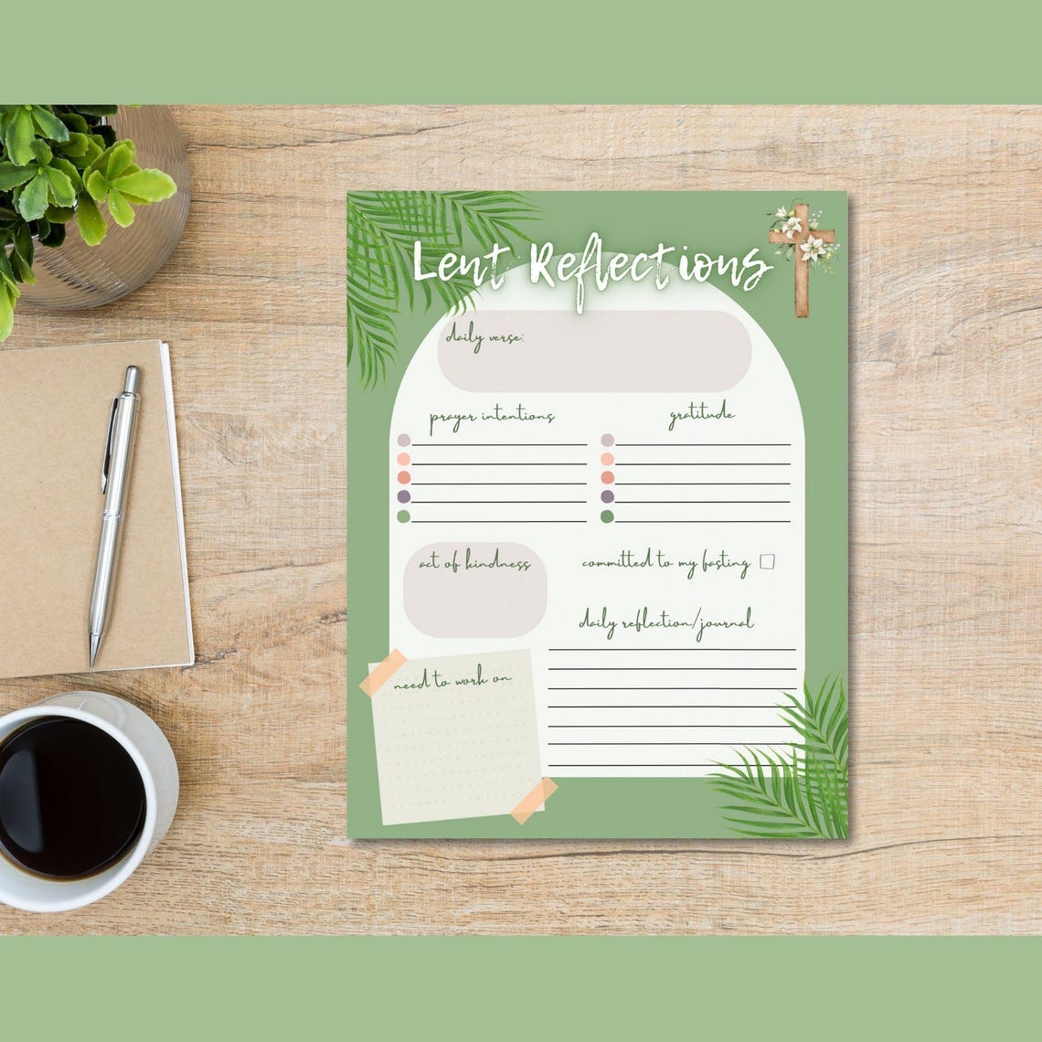 Lent Reflections Journal Page | Christian Daily Lenten Planner | Prayer ...