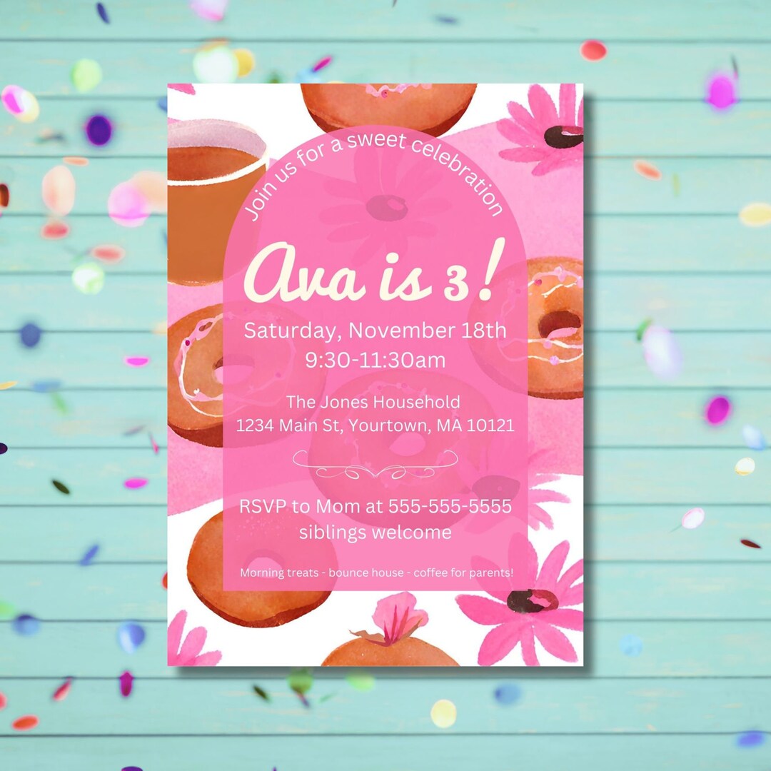 Sweet Celebration Birthday Party Invitation, Donuts and Cider, Coffee ...