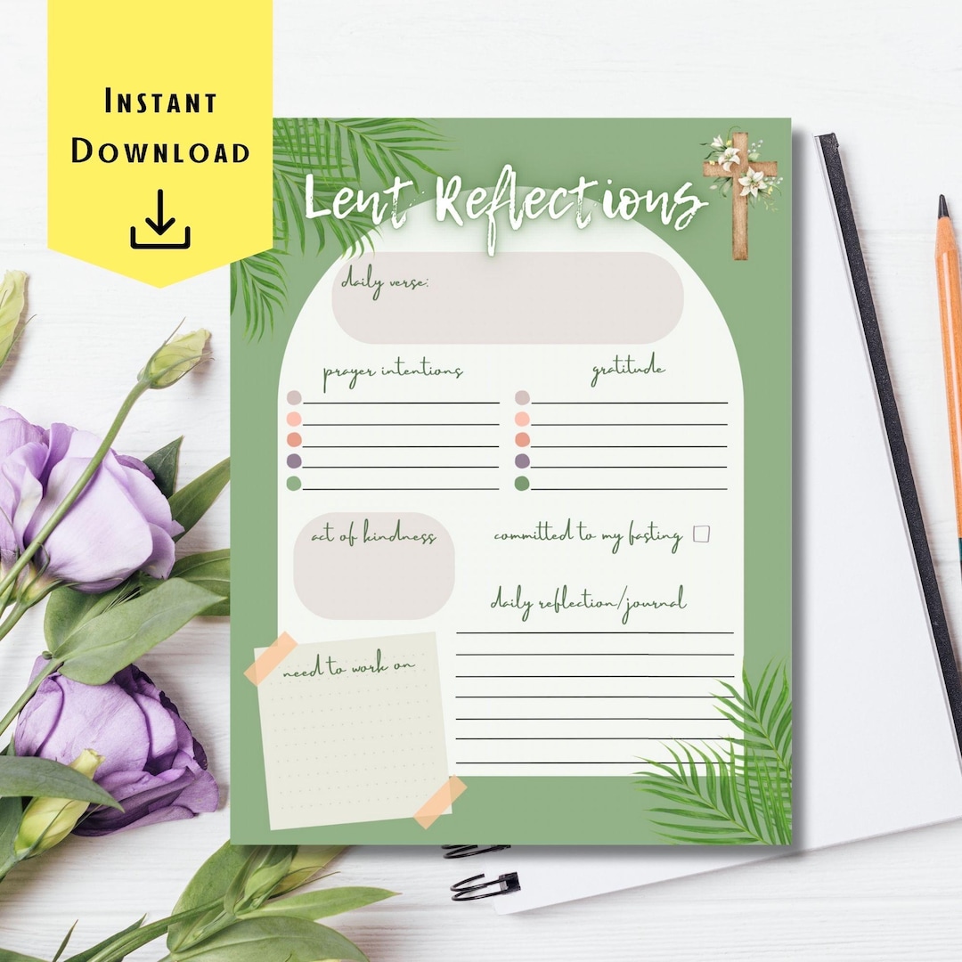 Lent Reflections Journal Page | Christian Daily Lenten Planner | Prayer ...