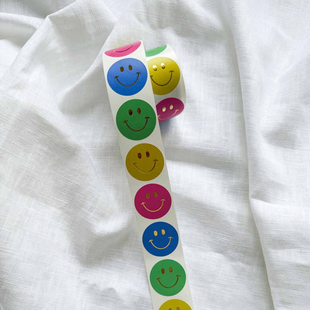 Sticker Smiley Gold, Packaging Sticker, Sticker Smiley, Sticker Gift ...