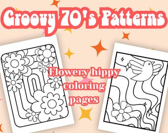 10 Groovy Flower Sparkle Pattern 1970's Inspired Coloring Sheets - Etsy